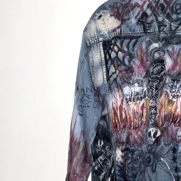 ST.R | Jackets & Coats | 1 Custom Made Denim Jacket Hand Painted By Str ...